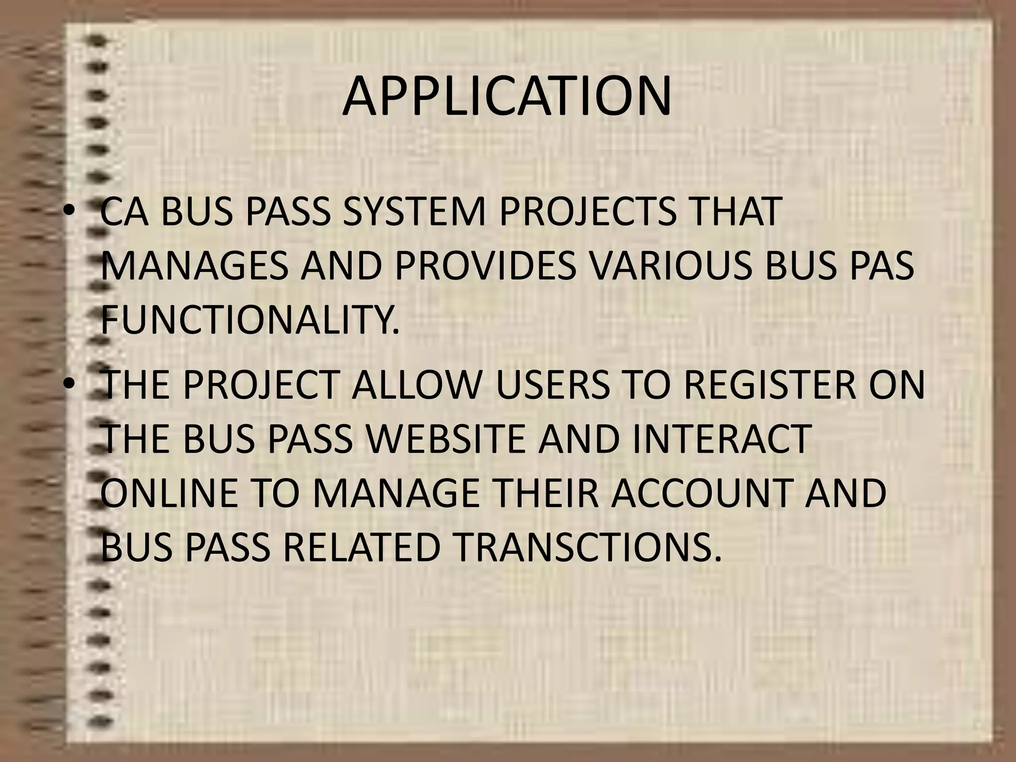 BUS PASS MANAGEMENT SYSTEM | PPTX