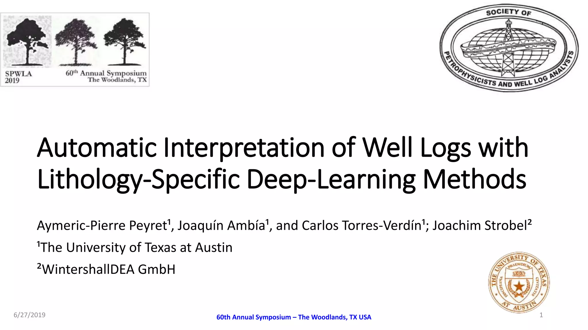 Automatic Interpretation of Well Logs with Lithology-Specific Deep-Learning Methods | PPT