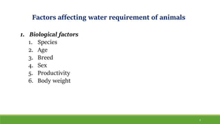 Role and requirement of water | PPTX