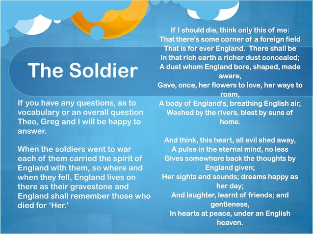 Presentation for comparative poems of WW1 | PPTX