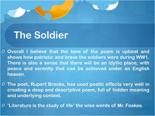 Presentation for comparative poems of WW1 | PPTX
