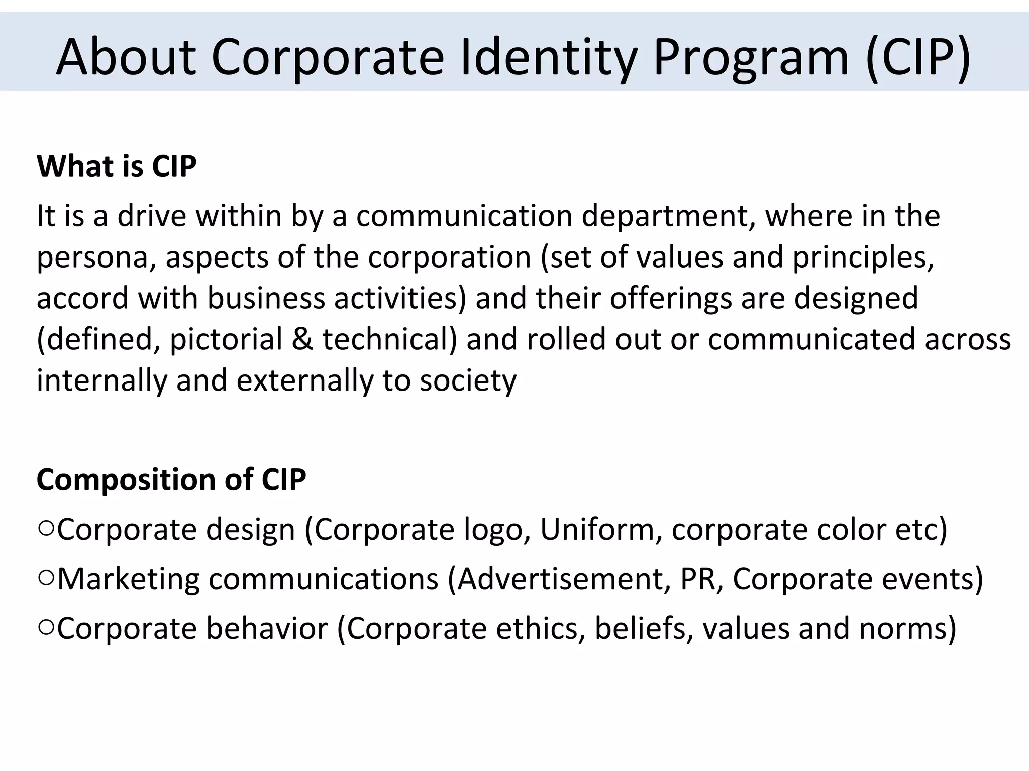 Presentation for corporate identity program | PPT