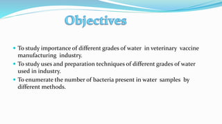 Microbial analysis of water system and endotoxin estimation | PPTX