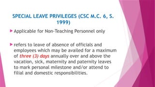 Leave Benefits for Government Employees in DepEd | PPTX