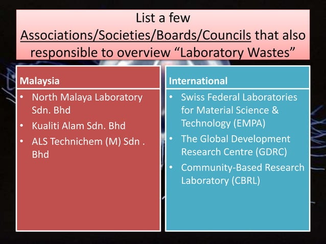 Laboratory Wastes in Medical/Health University | PPT