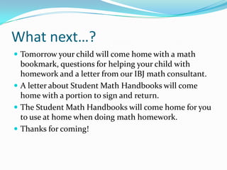 Presentation For Math Curriculum Night 10.22.09