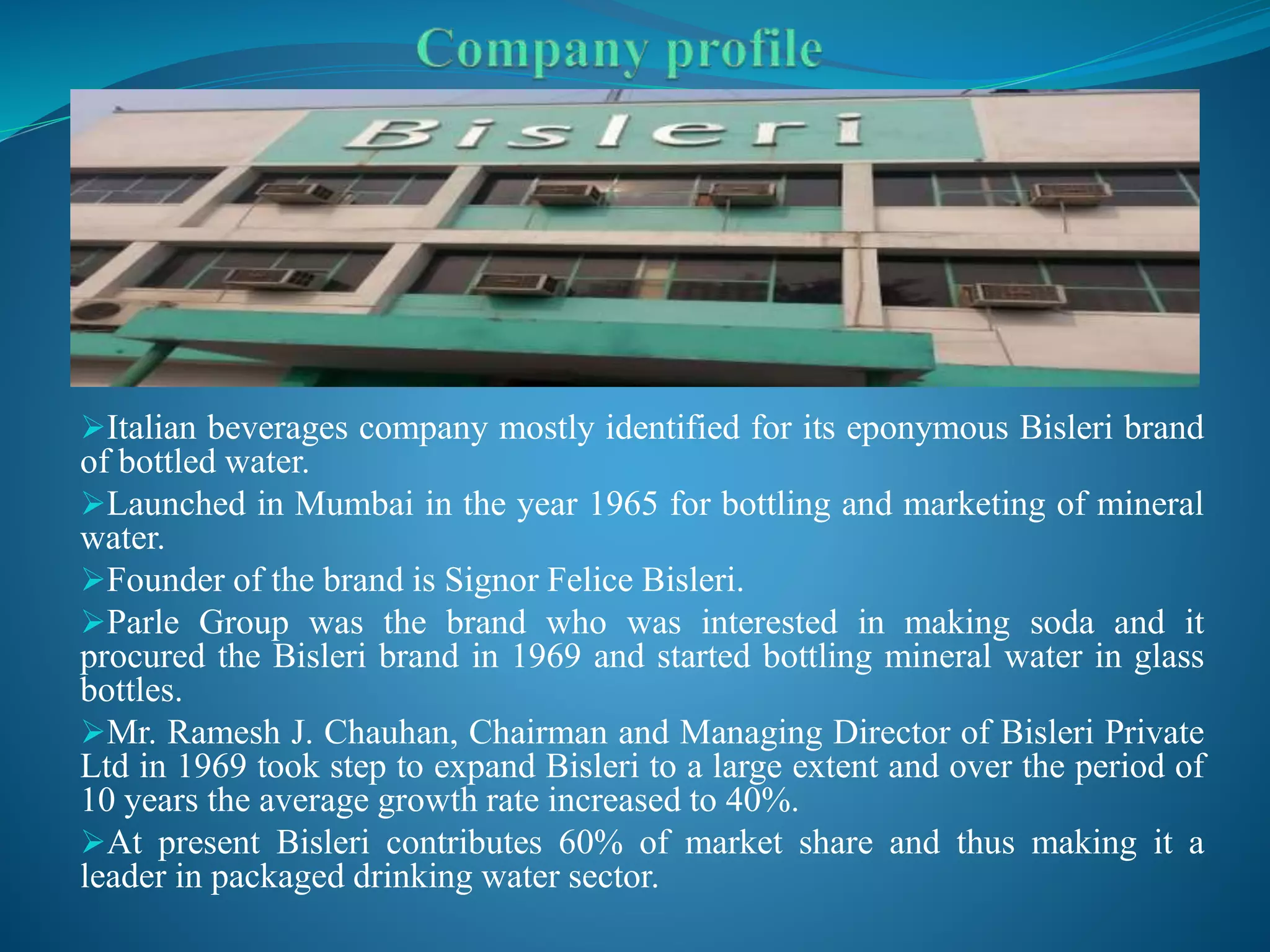 Presentation on Bisleri International pvt ltd. | PPTX