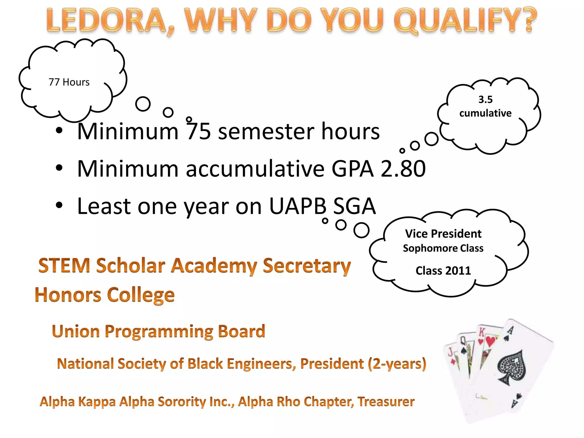 Ledora's Presentation for SGA President | PPT