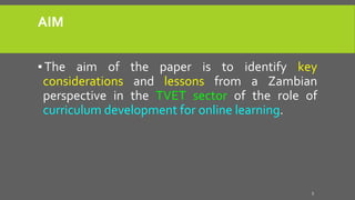 Curriculum Development for Online Learning: Considerations and Lessons ...