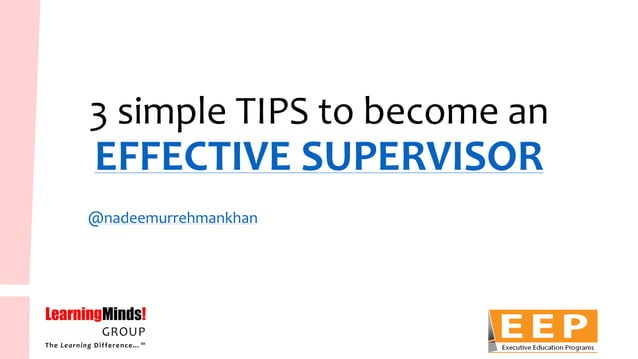 3 simple TIPS to become an EFFECTIVE SUPERVISOR | PDF | Career Advice ...
