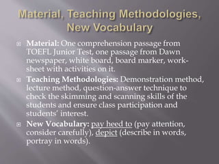 Lesson Plan for Pakistani TEFL Classroom | PPT