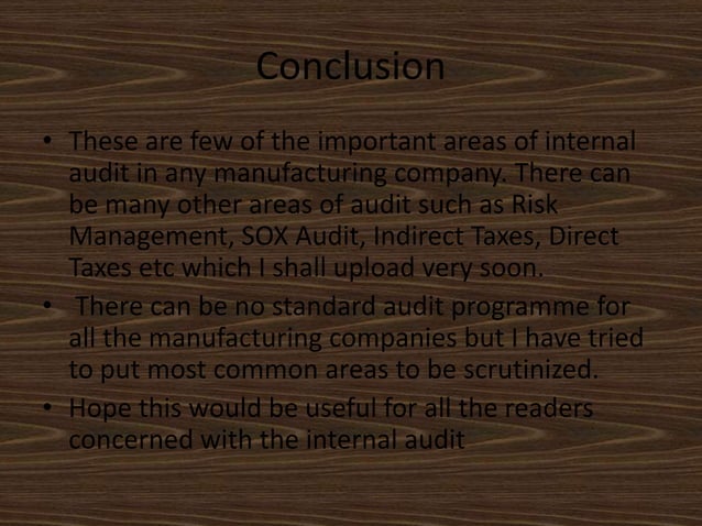 Internal Audit of Manufacturing Companies | PPSX | Business Accounting ...