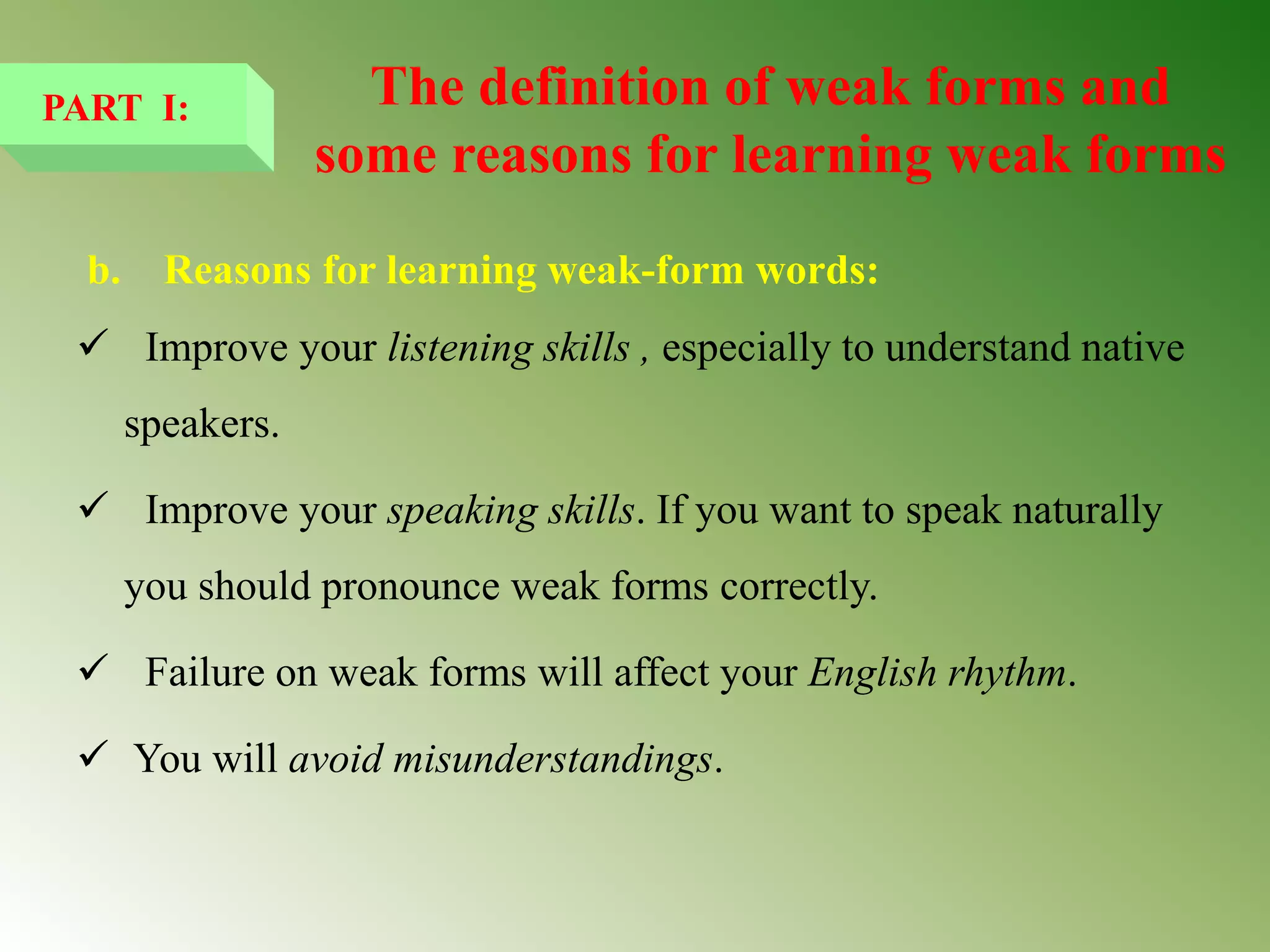 Presentation for weak form in english | PPTX
