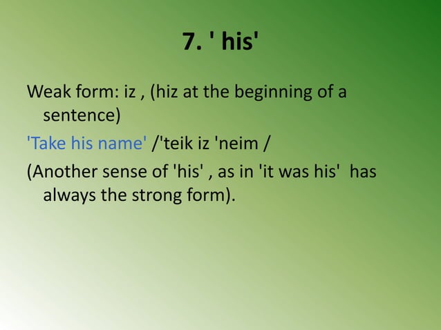Presentation for weak form in english | PPTX