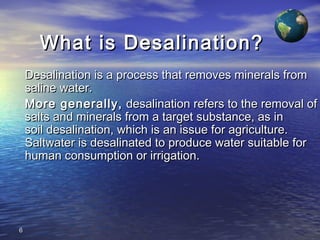 Seawater Desalination and Water Supply Reliability | PPT