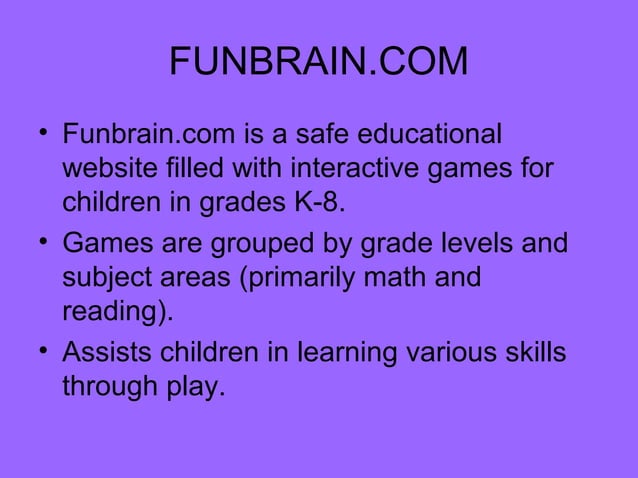 Presentation funbrain | PPT | Educational Video Games | Video Game Genres