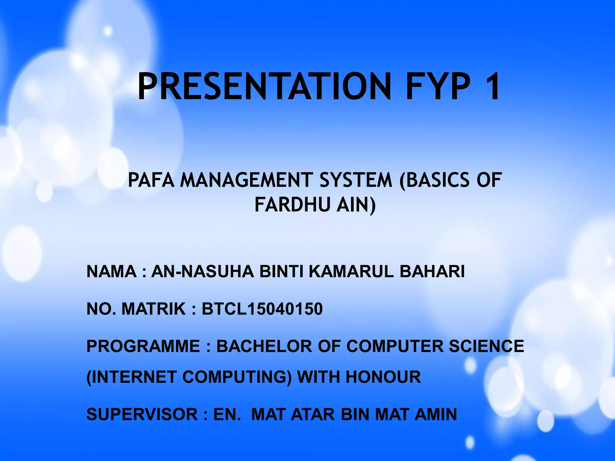 Presentation fyp 1 | PDF