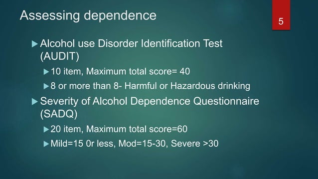 Management of Alcohol Dependence | PPTX | Substance Abuse | Diseases ...