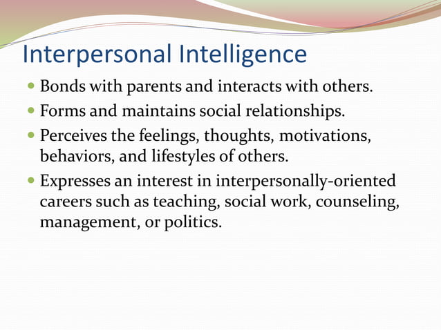 Presentation gardner's multiple intelligences | PPTX