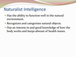 Presentation gardner's multiple intelligences | PPTX