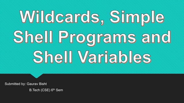 Wildcards, Simple Shell Programs and Shell Variables | PPT