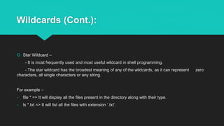 Wildcards, Simple Shell Programs and Shell Variables | PPTX | Operating ...