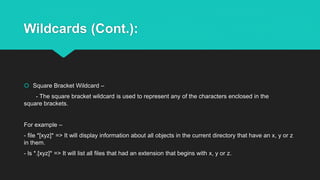 Wildcards, Simple Shell Programs and Shell Variables | PPTX | Operating ...