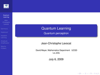 Quantum Search and Quantum Learning | PDF
