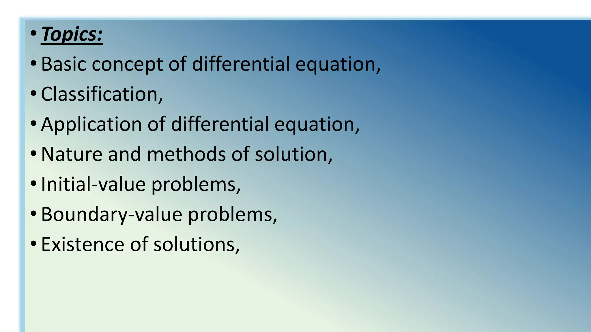 introduction to differential equations | PPTX
