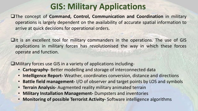 GIS application in Defense | PPTX | Geography | Science