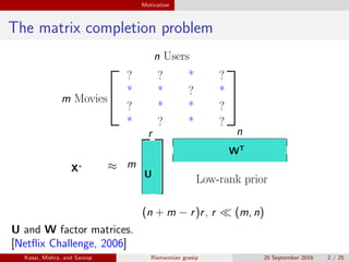 Riemannian gossip algorithms for decentralized matrix completion | PPT