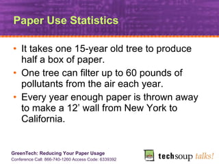 GreenTech: Reducing Your Paper Usage | PPT