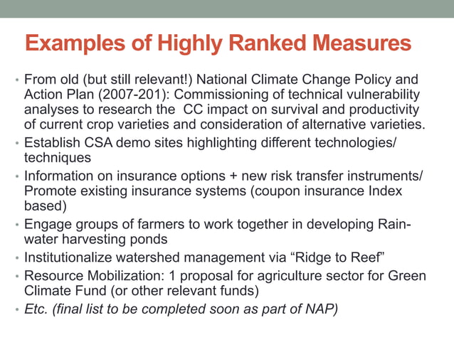 Prioritizing adaptation options in agriculture: The experience of Grenada | PPT