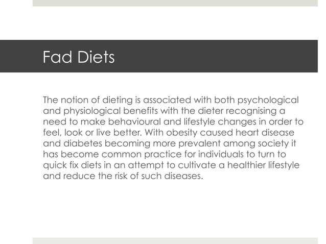 The Risks, Benefits and Media Portrayal of Fad Dieting | PDF