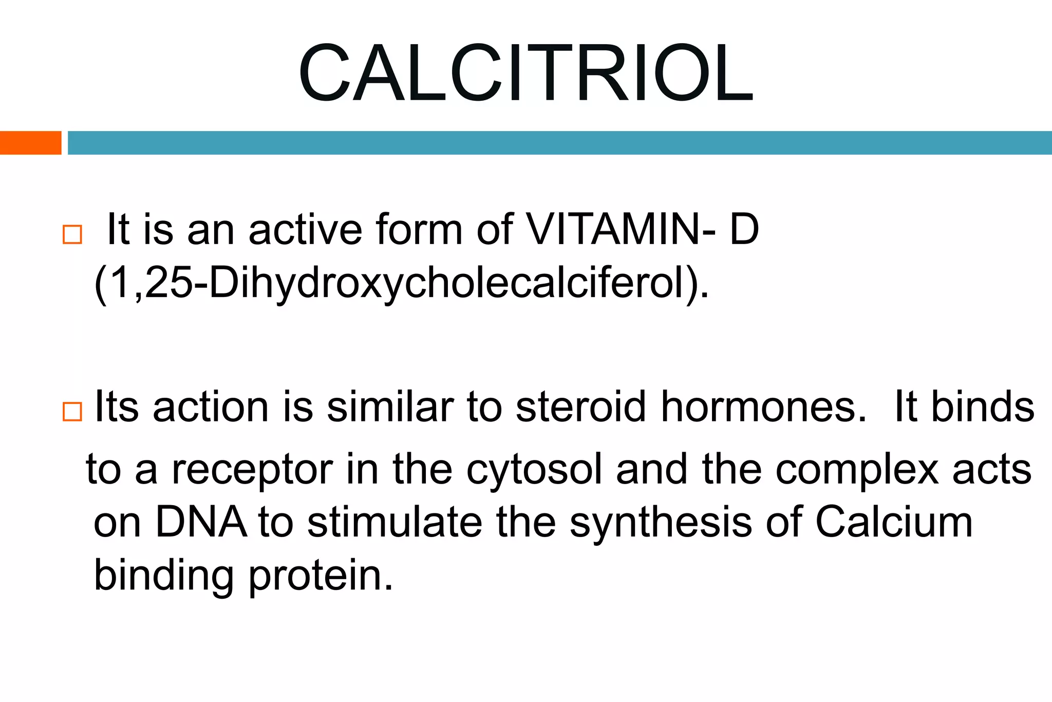 Role of PTH , Calcitonin , Calcitriol in Regulation of Plasma-Calcium ...