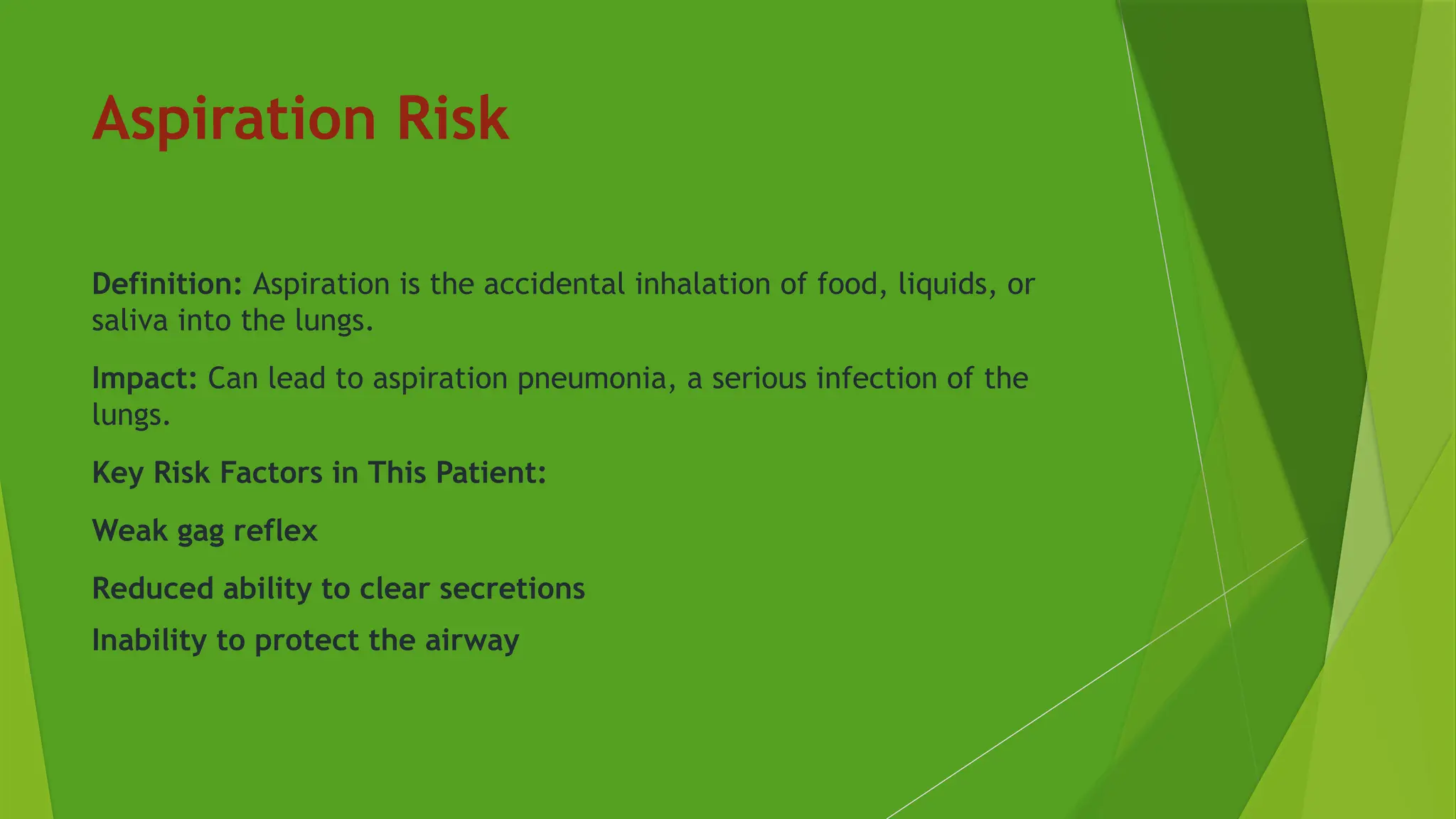 presentation group five medical surgery dysphagia and Aspiration Risk ...