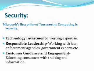 Presentation(group j)implementing trustworthy computing by Sundas Ilyas | PPT