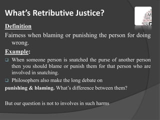 Ethics ( retributive justice & objections to ethics of care ) | PPTX
