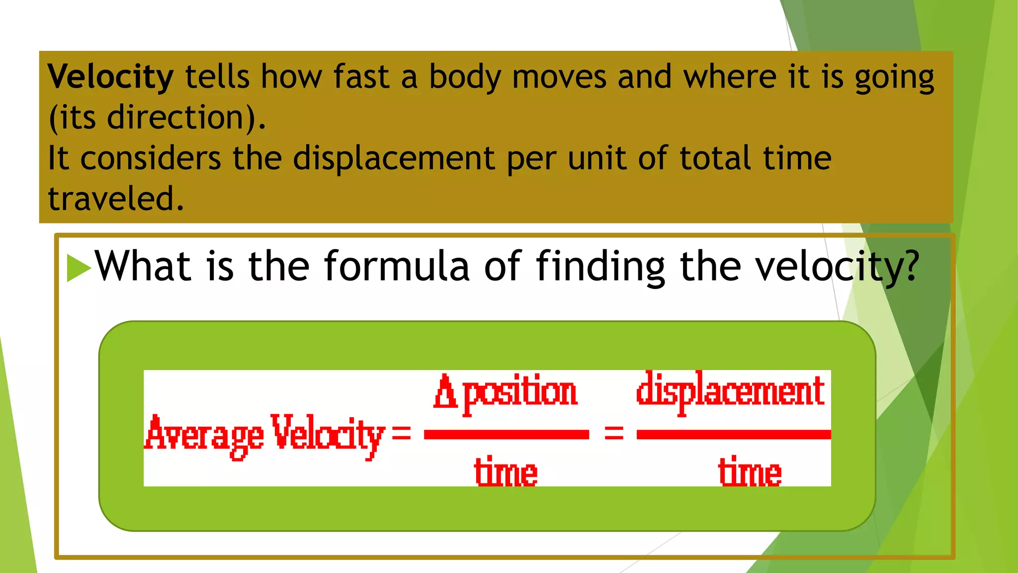 Motion in One Dimension: Distance, Displacement, speed or velocity and ...
