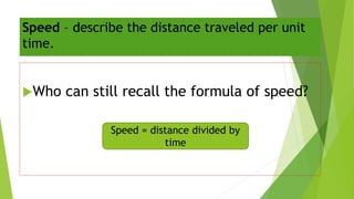 Motion in One Dimension: Distance, Displacement, speed or velocity and ...