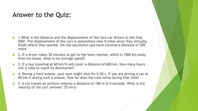 Motion in One Dimension: Distance, Displacement, speed or velocity and ...