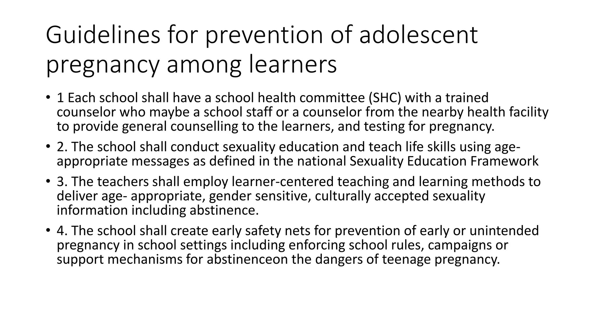 Presentation Guideline teenage pregnancy.pptx | Reproductive Health ...
