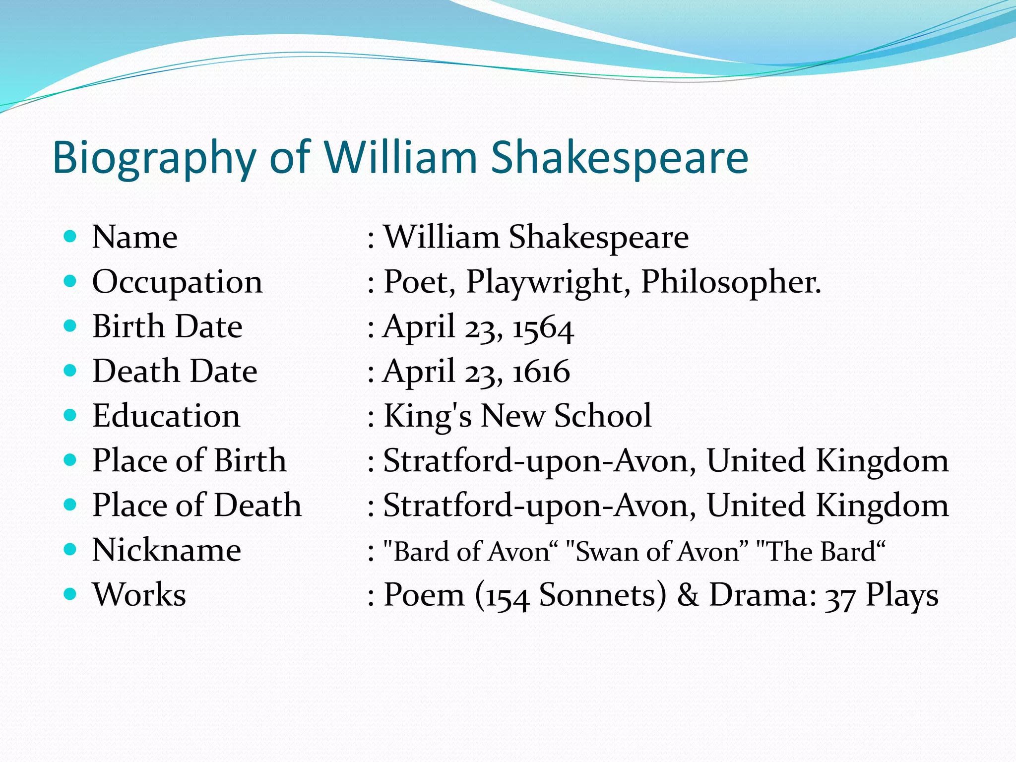 Presentation on Hamlet by William Shakespeare | PPTX