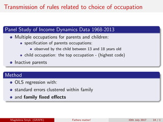 Fathers matter! – choices of occupations of parents and children | PPT
