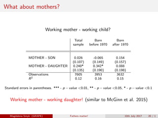 Fathers matter! – choices of occupations of parents and children | PPT