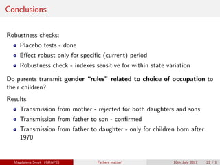 Fathers matter! – choices of occupations of parents and children | PPT