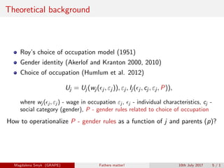 Fathers matter! – choices of occupations of parents and children | PPT