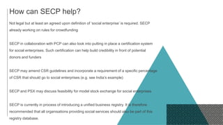 Regulatory Reforms for Social Enterprises | PPT