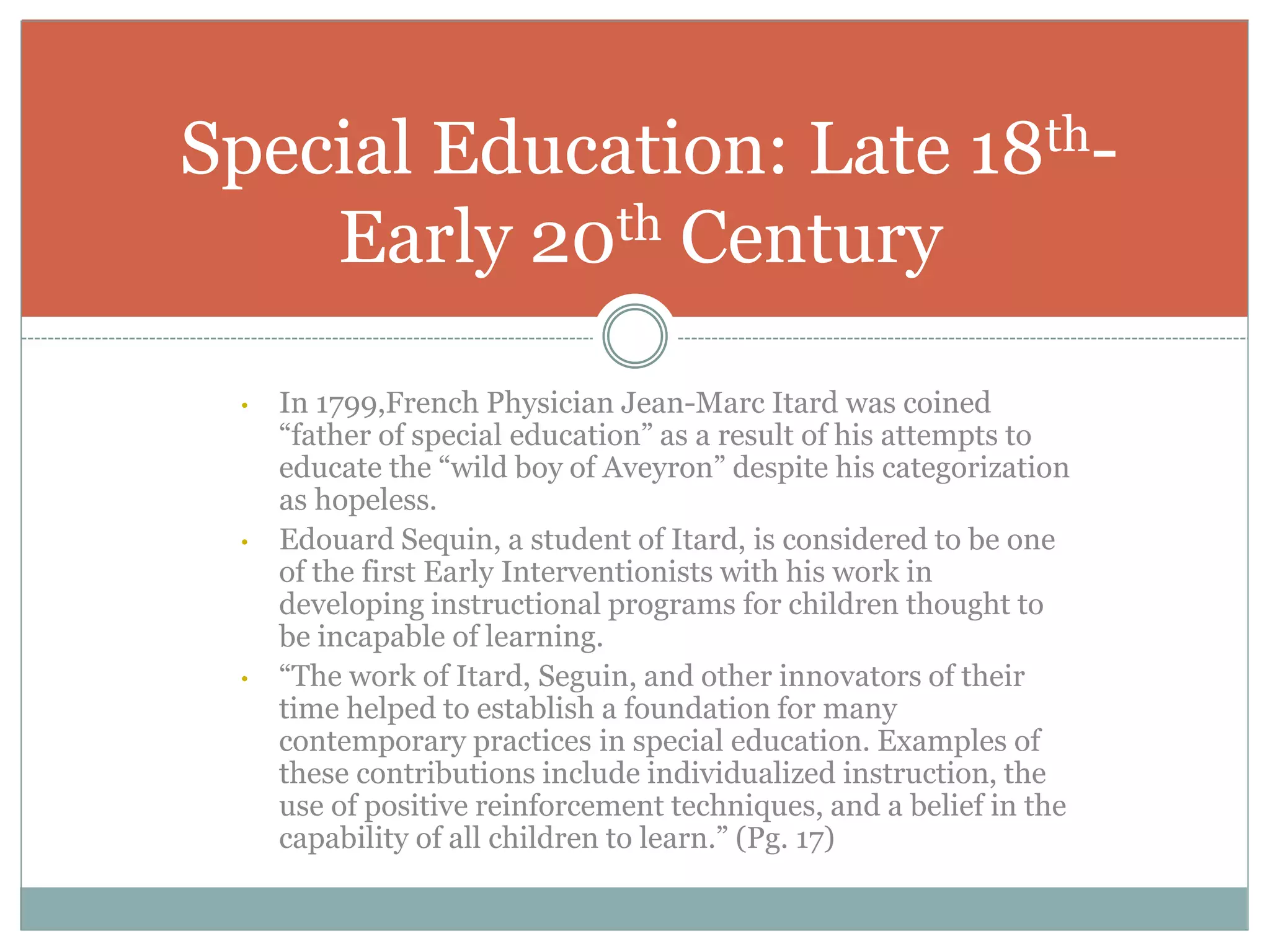 Presentation history of special education | PPTX