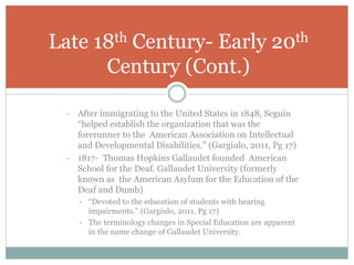 Presentation history of special education | PPTX